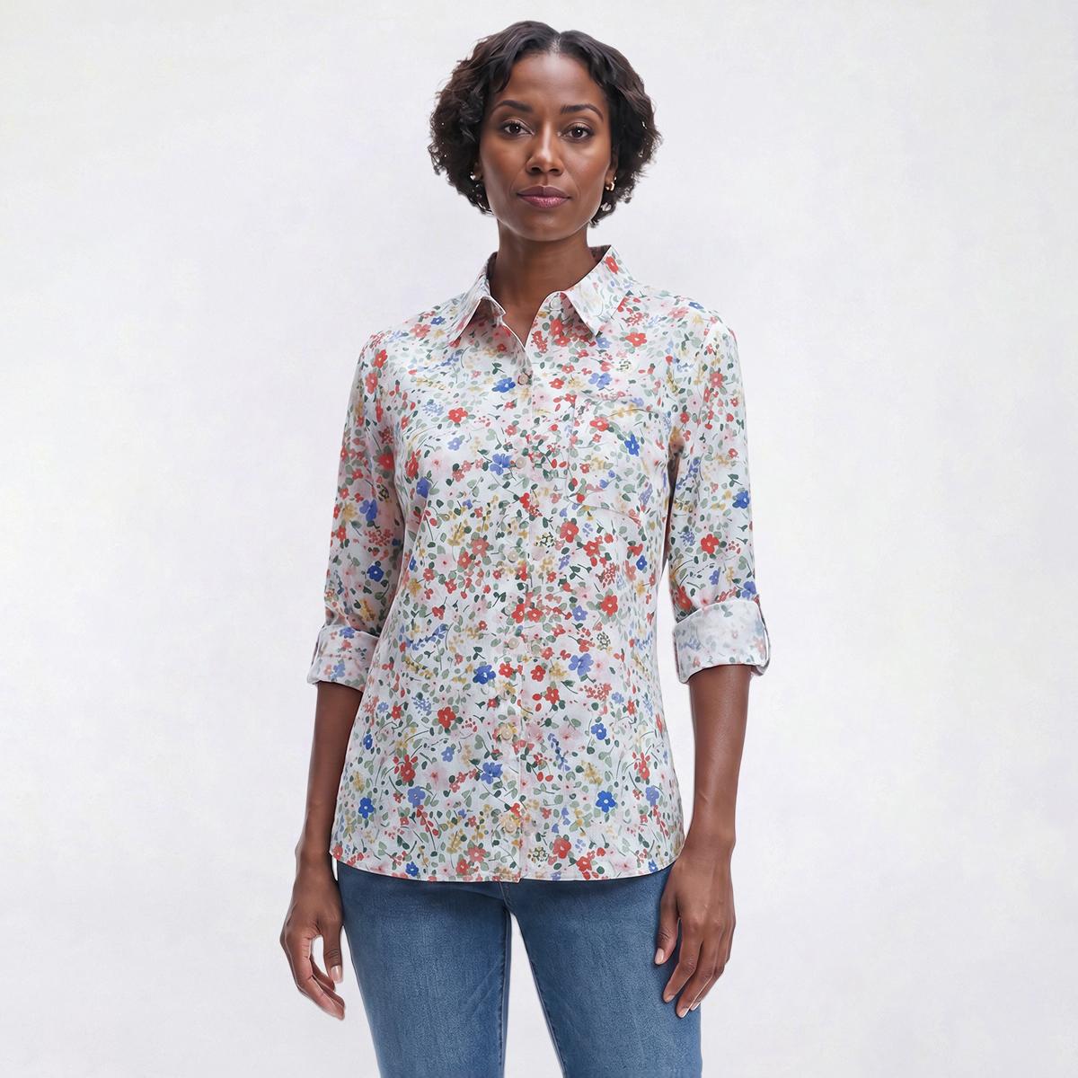 Click here for Womens Nautica Bellagio 3/4 Sleeve Roll Tab Floral... prices